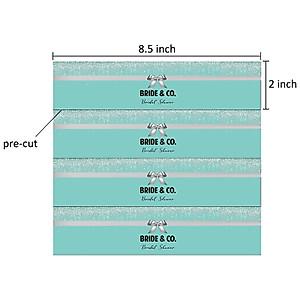 SDEXCSA Blue Bride & Co Water Bottle Labels, Breakfast at Tiffa-ny Theme Bridal Shower Wine Bottle Wrappers, Bride to Be Engagement Wedding Event Party Favors Supplies (8.5â€ x 2â€)