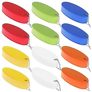 12Pcs Foam Floating Keychain Oval Shaped Foam Floating Key Ring Foam Floater Key Chain for Boating Fishing Surfing Sailing and Outdoor Sports, 6 Colors