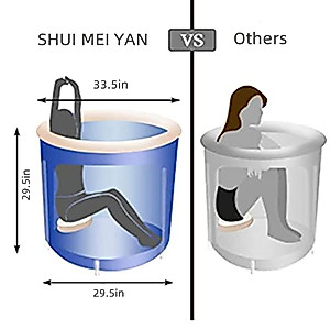 SHUIMEIYAN Large Ice Bath Tub for Athletes Outdoor Portable Free-standing Bathtub for Adults Cold Water Therapy Tub for Recovery Cold Plunge Tub (8209 navy-29.5"Φ x 29.5"H)