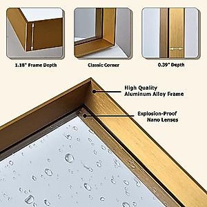 XRAMFY Gold Framed Mirrors for Bathroom, 24x36 inch Bathroom Vanity Mirror, Metal Frame Wall Mounted Rectangle Mirror for Washroom Bedroom Living Room (Horizontal/Vertical)