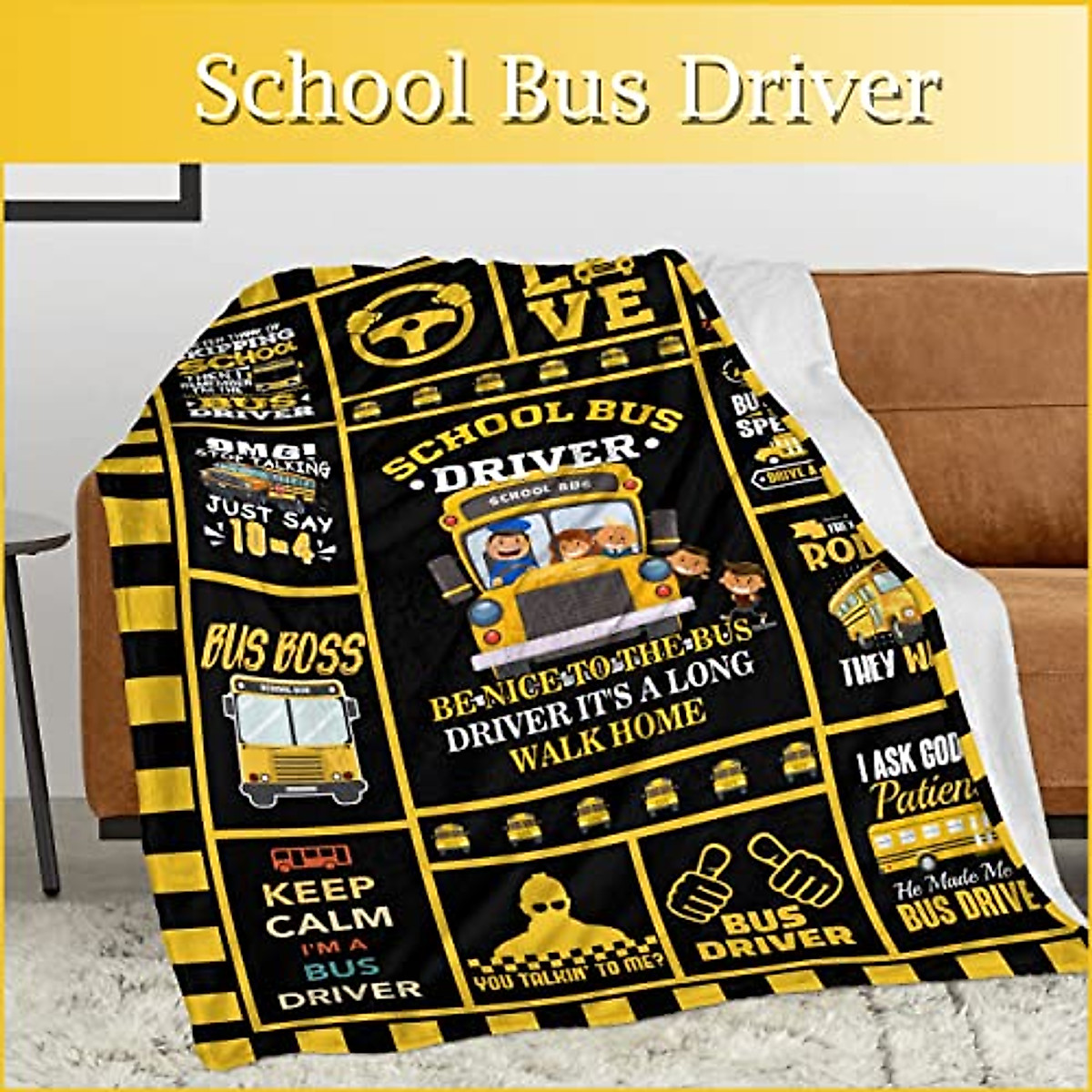 School Bus Driver Gifts for Women - Birthday Gifts for School Bus Driver - Back to School End Of Term Gifts for Bus Driver - Thank You Appreciation Gift for School Bus Driver - Throw Blanket 60"x50"