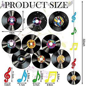 Hotop 9 Pieces Vinyl Record Hanging Rock and Roll Party s Music Themed Party s Music and Records Cutout Ceiling s Music Birthday Party Supplies Room Wall Decor