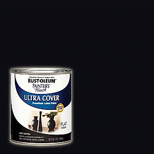 Rust-Oleum 1976502 Painter's Touch Latex Paint, Flat Black 32 Fl Oz, 1 Quarts, (Pack of 1)