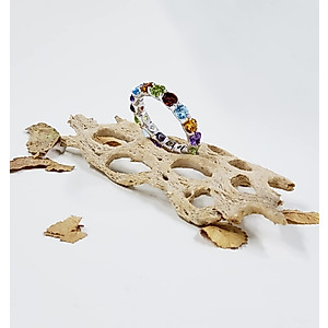 Tirafina Amethyst, Blue Topaz, Citrine, Rhodolite Garnet and Peridot Eternity Band Ring, Sterling Silver, Round Stones, Birthstone Rings for Women (4 mm stone)