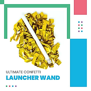 Ultimate Confetti Wand 14 inch Confetti Launcher Wand, Gold Streamers, 8 Pack - Great for Parties, Weddings and Events! Tissue, Metallic and Biodegradable Options