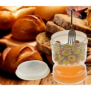 Pickle and Olives Jar Container With Strainer Flip Hourglass, Hourglass Jar Kimchi Jar Dry and Wet Separation Kitchen Pickled Cans Plastic Household Cylinder Fermentation Storage Tank（2PSC Brush）