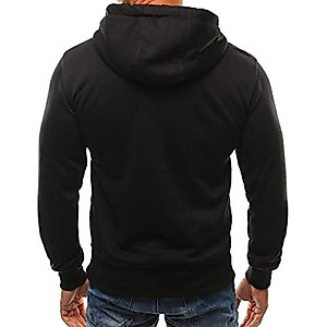 Thenlian Men‘s Long Sleeve Autumn Winter Patchwork Zipper Hoodies Top Blouse Tracksuits Hooded Sweater(L, Black 4)