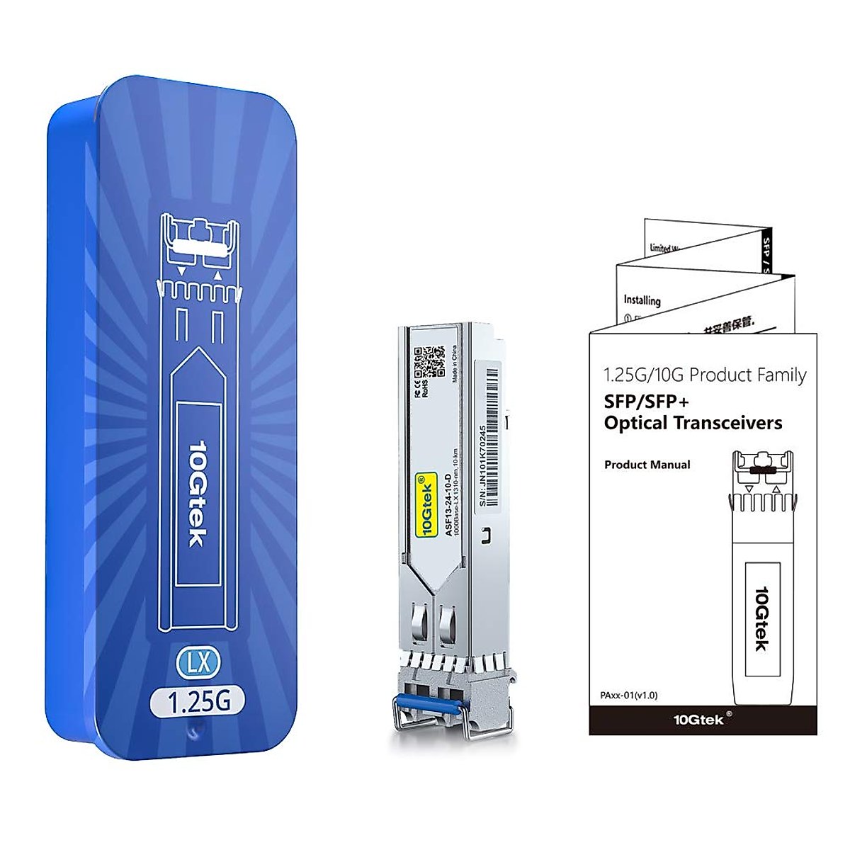 10Gtek 1.25G SFP Transceiver 1000Base-LX, 1310nm SMF SingleMode Fiber Optic Module, up to 10 km, for Cisco GLC-LH-SMD, Meraki MA-SFP-1GB-LX10, Ubiquiti UniFi, Fortinet, Mikrotik, TP-Link TL-SM311LS