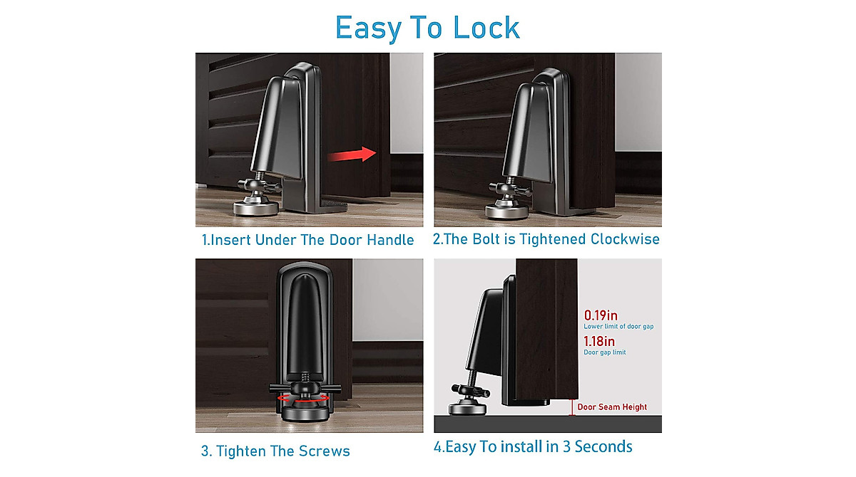 Door Jammer Door Stopper, Portable Door Security Lock for Travel ...