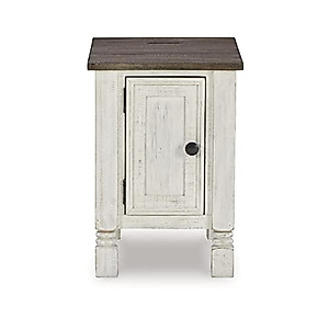 Signature Design by Ashley Havalance French Country Chair Side End Table, White & Gray