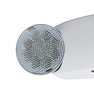 LFI Lights | Bright Oval Emergency Light | White Housing | Two LED Adjustable Round Heads | Hardwired with Battery Backup | UL Listed | (2 Pack) | EL-M2