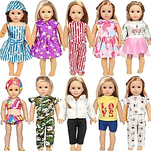 18 inch Doll Clothes Accessories for Girl Doll Clothes(10 Set)