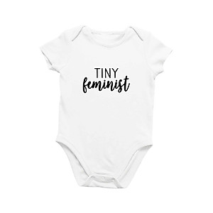 Printique Onesie Organic Baby One Piece Short Sleeve Cute Feminism Bodysuit, 0-12 Months - Tiny Feminist (3-6 Months)