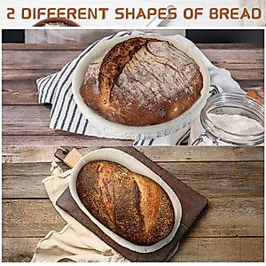 Nuanchu 4 Pcs Proofing Basket 9 Inch Round Bread Proofing Basket 10 Inch Oval Rattan Bread Basket Baking Bowl for Sourdough Bread Baking Home Bakers