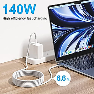 PonJel 140W USB C to Magnetic 3 Charging Cable Cord Compatible with MacBook Air (M2, 2022) and MacBook Pro (14-inch, M2, 2023), Pro (16-inch, M2, 2023), Pro (14-inch, 2021), Pro (16-inch, 2021) 6.6ft