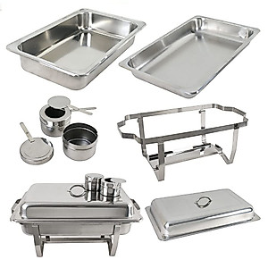 MAXCBD Stainless Steel 2 Pack 8 Quart Chafing Dish 5 Quart Tray Buffet Catering Chafers