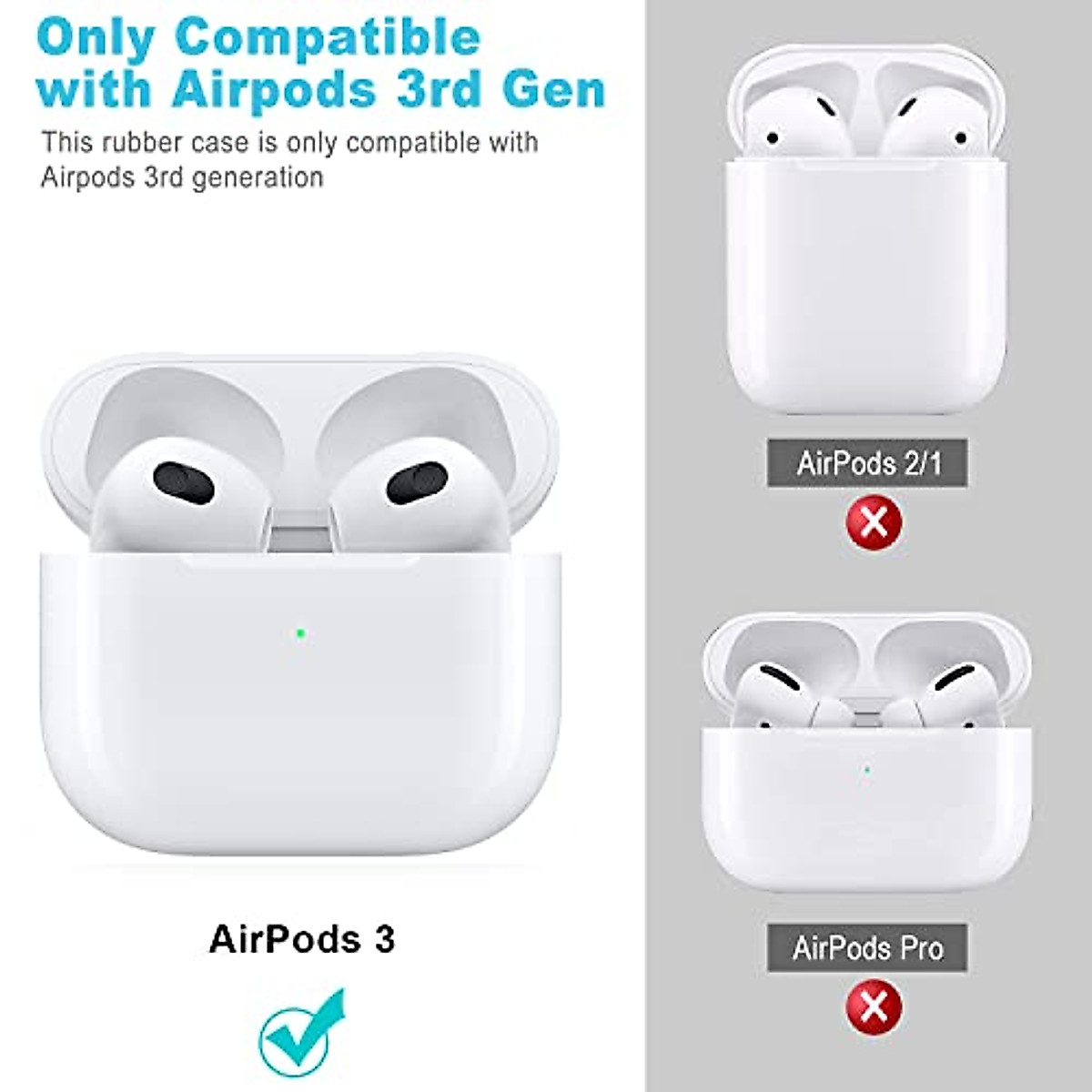 Leopard Silicone Airpods 3 Case 2021 (Not Fit Pro), Gawnock Soft Case Cover Flexible for Airpods 3rd Generation Floral Print Cover for Women Girls with Keychain (Grey Leopard)