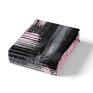 Abstract Pink and Black Sheets with Deep Pocket Fitted Sheet Full, Geometric Artistic Smear Sheet Set Abstract Graffiti Art Bed Sheets Set Contemporary Modern Brush Design Bedding Set Full Size