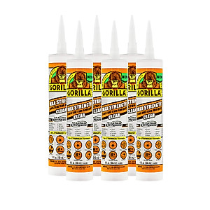 Gorilla Max Strength Clear Construction Adhesive, 9 Ounce Cartridge, Clear, (Pack of 6)