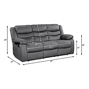 Lexicon Farren Fabric Manual Double Reclining Sofa, Gray
