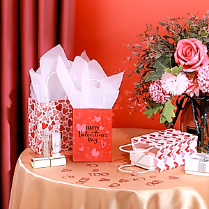 8 Pcs Mini Paper Valentines Day Gift Bags Mini Gift Bags with Handles Bag for Gift Cards, Galentines Day, Teacher Present, Classroom Parties, Wedding Birthday Sweetest Day Party Favor