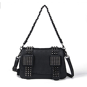 LUI SUI Women Gothic Skull Cross body Purse Bags Skull Rivet Shoulder Bag Purse