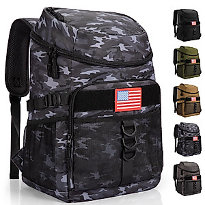 JOYHILL Backpack Cooler, Cooler Backpack 36 Cans Tactical Insulated Soft Cooler Bag Large Capacity Leakproof Cooler for Men Women, Travel Backpack for Camping Hiking Picnic Beach,Gray Camouflage