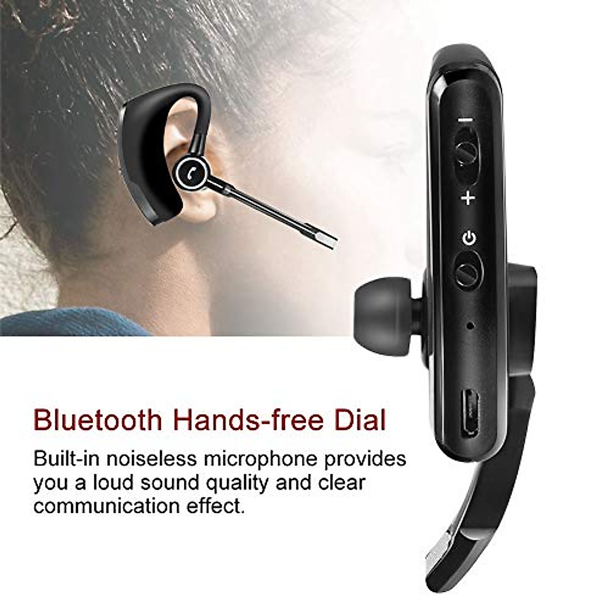 V8s Bluetooth Headset Car Wireless Earpiece Handsfree 120H Standby Time Business Style Bluetooth Earpiece Headphone Clear Voice Capture in-Ear Wireless Earbuds for Cellphone