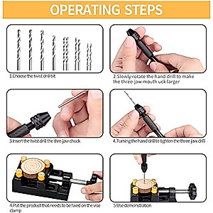 60 Pieces Micro Mini Twist Drill Bits Set with Precision Hand Pin Vise Rotary Tools for Wood,Jewelry, Plastic etc
