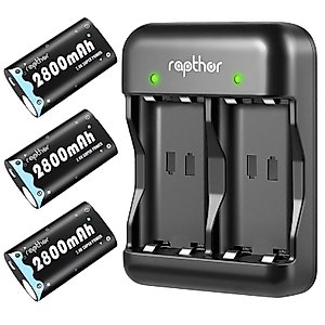 Rapthor 2800mAh Rechargeable Controller Battery Pack with Charger for Xbox One/Series X|S/Xbox One S/Xbox One Elite/Xbox One X Batteries Kit (3 Batteries+1 Charger)