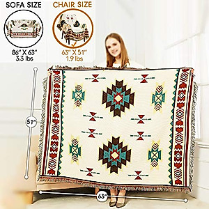 WarmTide Southwestern Soft Throw Blankets with Tassels Cozy Cotton Woven Aztec Knitted Bed Couch Throws Sofa Chair Towel Multi-Function for Home Decor Office Travel