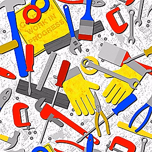 Stitch & Sparkle Tool Box Work Bench 100% Cotton Fabric 44" Wide, Quilt Crafts Cut by The Yard (SSHS014)