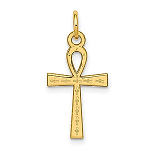 Auriga Fine Jewelry 14k Yellow Gold Laser Designed Ankh Cross Pendant (L- 22 mm, W- 11 mm) Gift for Women