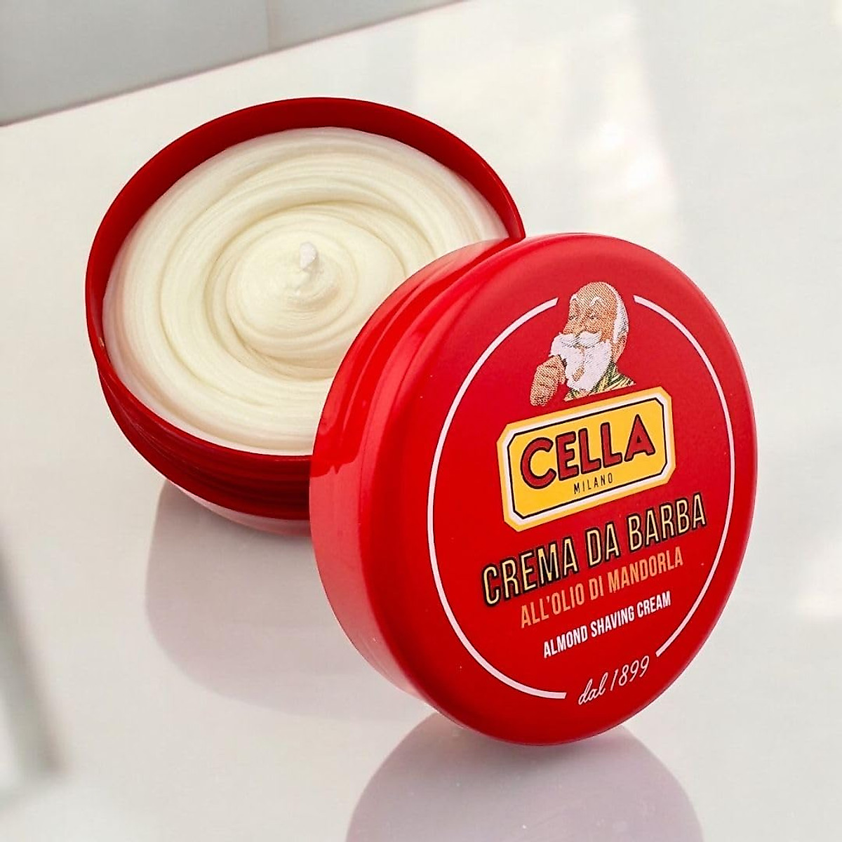 Cella Milano Classic Almond Shave Cream/Soap with Tallow, 150 gm, Made in Italy, A favorite of European Barbershops for 125 Years