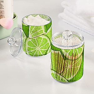 SUABO Plastic Jars with Lids,Green Lemon Storage Containers Wide Mouth Airtight Canister Jar for Kitchen Bathroom Farmhouse Makeup Countertop Household,Set 2