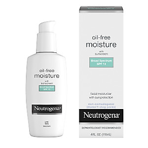 Neutrogena Oil Free Daily Long Lasting Facial Moisturizer & Neck Cream - Non Greasy, Oil Free Moisturizer Won't Clog Pores - SPF 15 Sunscreen & Glycerin, 4 fl. oz