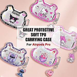 Cute Case for Airpods Pro Cover with Kawaii Blue Big Ear Dog Keychain for Women Girls Kid Funny Clear Protective Soft Silicone Cover Skin