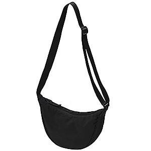 Aesthetic Crescent Bag for Women Men, Hobo Crossbody Bags Adjustable Strap Shoulder Bag Sling Chest Bag Nylon Dumpling Bag (Black,One Size)