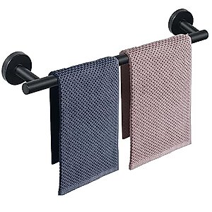 NearMoon Bathroom Towel Bar, Bath Accessories Thicken Stainless Steel Shower Towel Rack for Bathroom, Towel Holder Wall Mounted (2 Pack, Matte Black, 24 Inch)