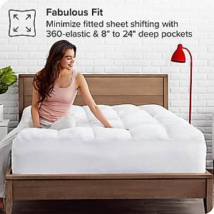 Bare Home Twin XL Mattress Pad - Pillow Top Reversible - Soft Mattress Topper - Cooling Breathable - 8" to 24" Deep Pocket - Fitted Mattress Cover - Plush Noiseless Mattress Protector (Twin XL)