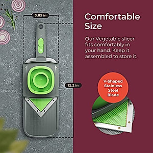 Mueller Handheld Vegetable V Slicer Salad Utensil, Perfect for Salad Zucchini Carrots Onions and All Vegetables, Make Low Carb/Paleo/Gluten-Free Meals, Adjustable Thickness