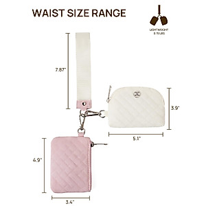 Telena Mini Zip Around Wristlet Wallets for Women Coin Purse Wristlet Keychain Dual Pouch Wallet Beige Pink