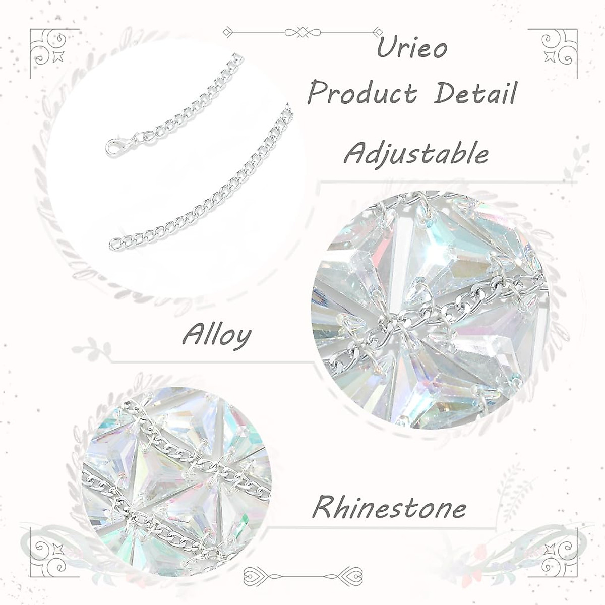 Urieo Sparkly Rhinestone Bra Chain Bling Silver Crystal Chest Chains Diamond Glitter Blkini Nightclub Party Rave Body Jewelry for Women (TOP, S-M)