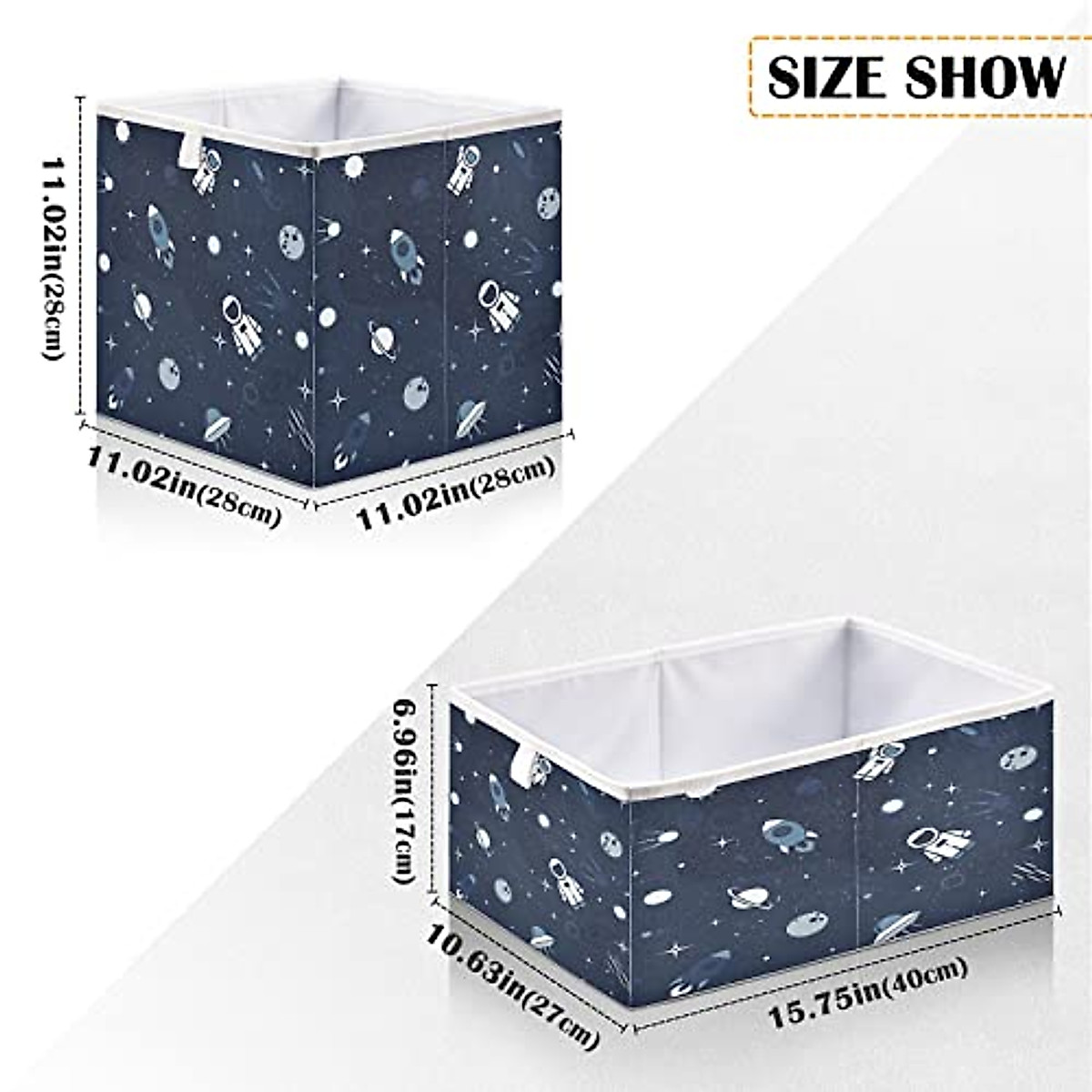 Kigai Cartoon Astronaut Cube Storage Bins - 11x11x11 In Large Foldable Storage Basket Fabric Storage Baskes Organizer for Toys, Books, Shelves, Closet, Home Decor