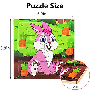 Puzzles for Kids Ages 3-5, 9 Pack Wooden Jigsaw Puzzles for Toddlers Ages 3-5 16 Pieces Preschool Educational Learning Toys Set Animals Puzzles for 3 4 5 Years Old Boys and Girls