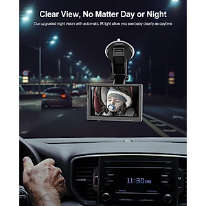 Antook Baby Car Camera 1080P, Baby Mirror for Car Back Seat with 5 Inch HD Monitor, Rear Facing Infant Camera Clear Night Vision, Newborns Travel Safety Kit