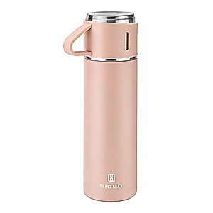 Stainless Steel Thermo 500ml/16.9oz Vacuum Insulated Bottle with Cup for Coffee Hot drink and Cold drink water flask.(Pink,Single)