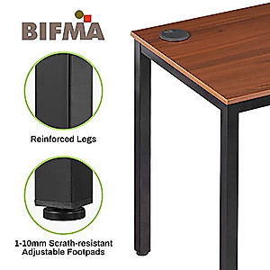 EE EUREKA ERGONOMIC 47 Inch Teak Brown Home Office PC Computer Desk, Simple Modern Work Study Writing Gaming Table for Small & Medium Spaces Desktop with Black Metal Legs, Sturdy & Easy Assembly