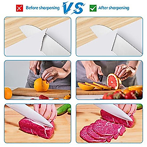 Whetstone Knife Sharpening Stone 4 Side Grit 400/1000 3000/8000, Professional Whetstone Knife Sharpener, Knife Sharpening Kit with Non-Slip Bamboo Base, Leather Strop, Flattening Stone & Angle Guide