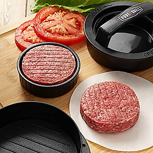Pure Grill 3-in-1 Burger Press - Patty Maker with 100 Wax Papers for BBQ Grilling Stuffed Hamburgers, Beef Patties, and Sliders